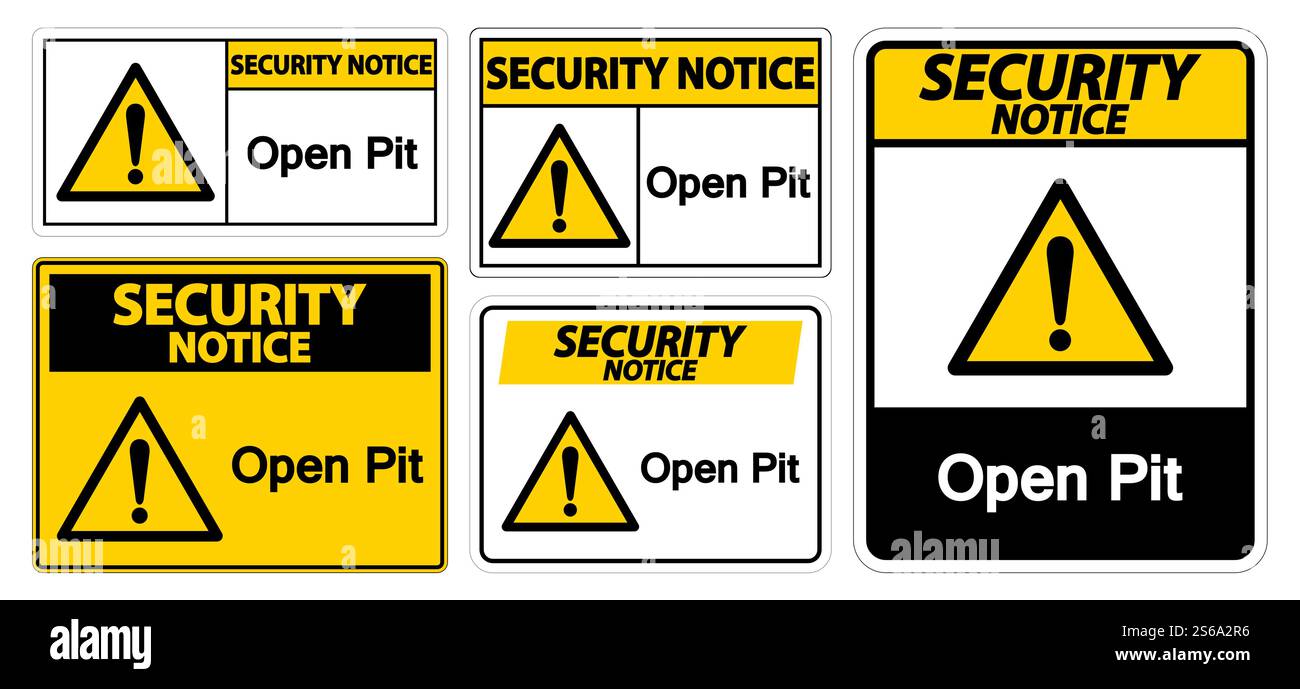 Security Notice Open Pit Sign Isolate On White Background,Vector ...
