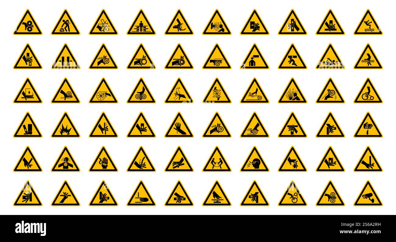 Warning Hazard Symbols labels Sign Isolate on White Background,Vector ...