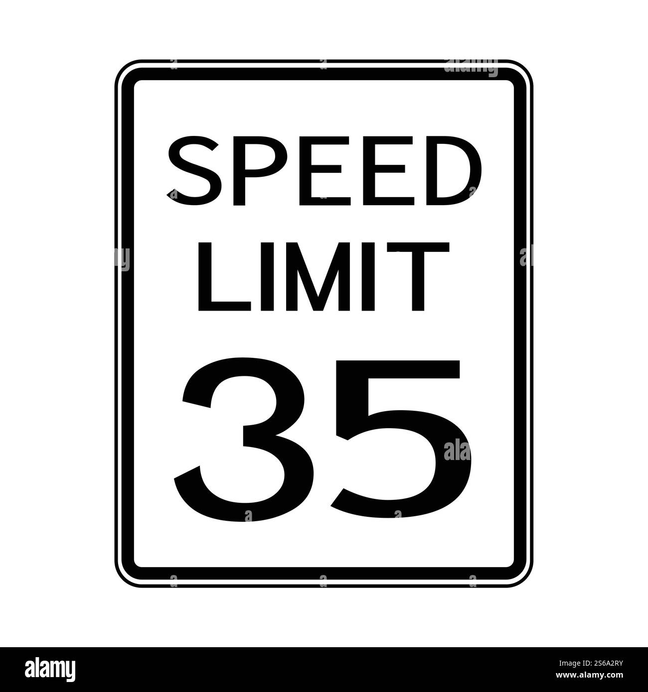 USA Road Traffic Transportation Sign: Speed Limit 35 On White ...