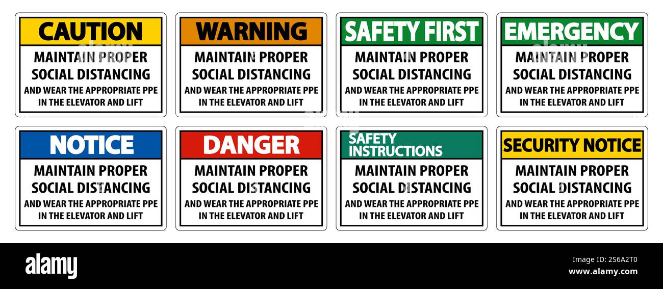 Maintain Proper Social Distancing Sign Isolate On White Background ...