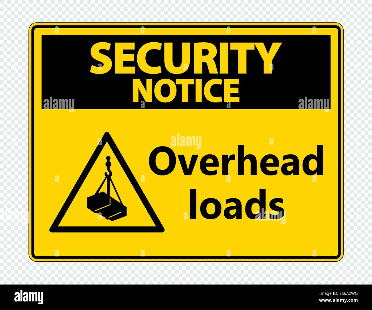 Security notice overhead loads Sign on transparent background,vector ...