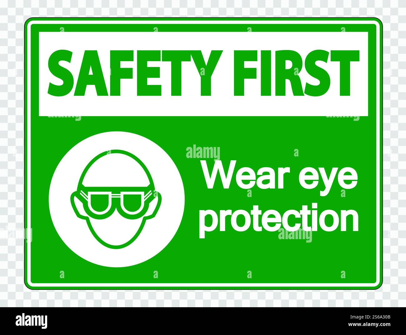Safety first Wear eye protection on transparent background,vector ...