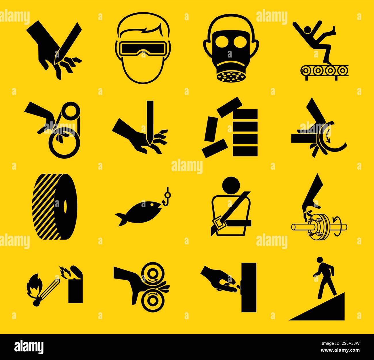 Warning signs,industrial hazards icon labels Sign Isolated on White ...