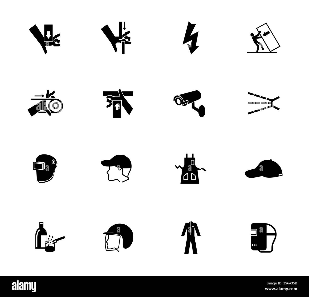 Warning signs,industrial hazards icon labels Sign Isolated on White ...