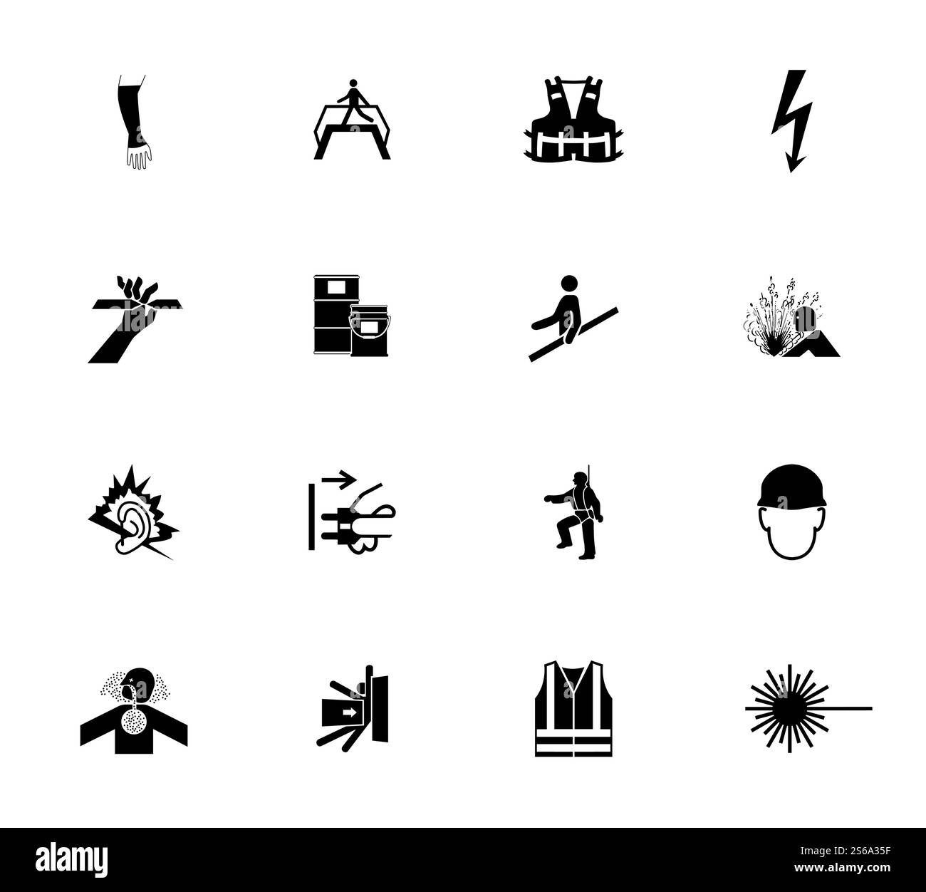 Warning signs,industrial hazards icon labels Sign Isolated on White ...