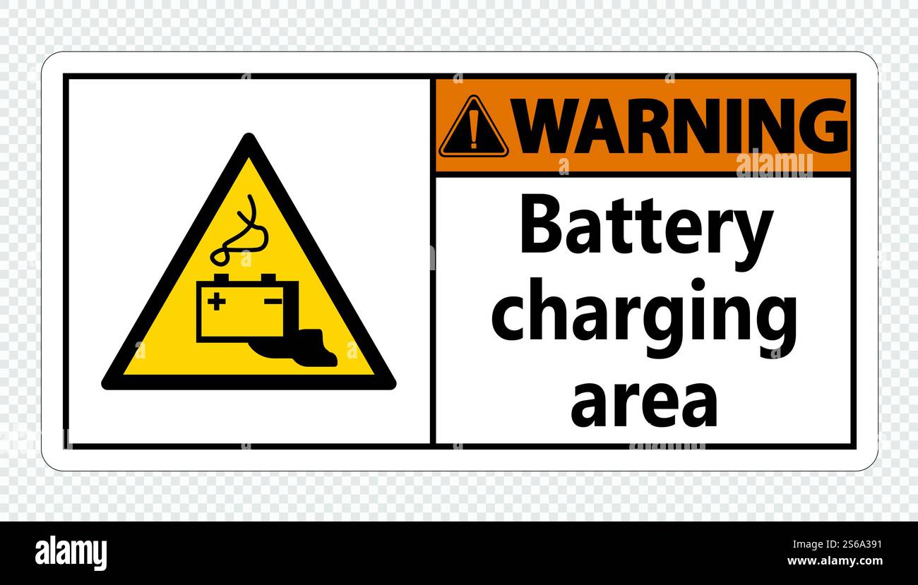 Warning battery charging area Sign on transparent background Stock ...