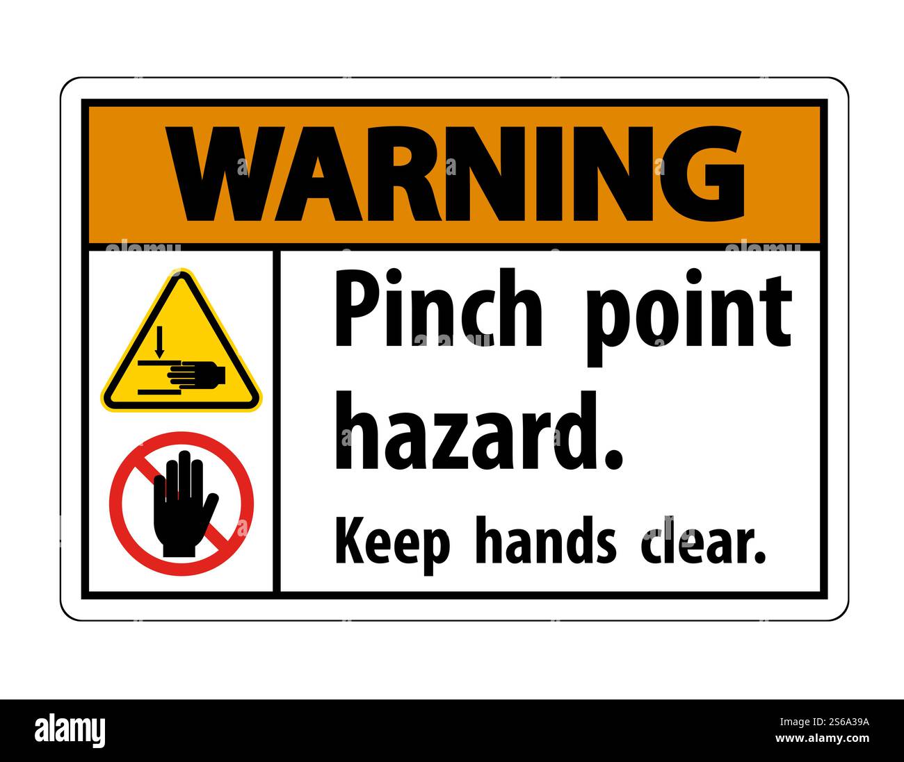 Warning Pinch Point Hazard,Keep Hands Clear Symbol Sign Isolate on ...