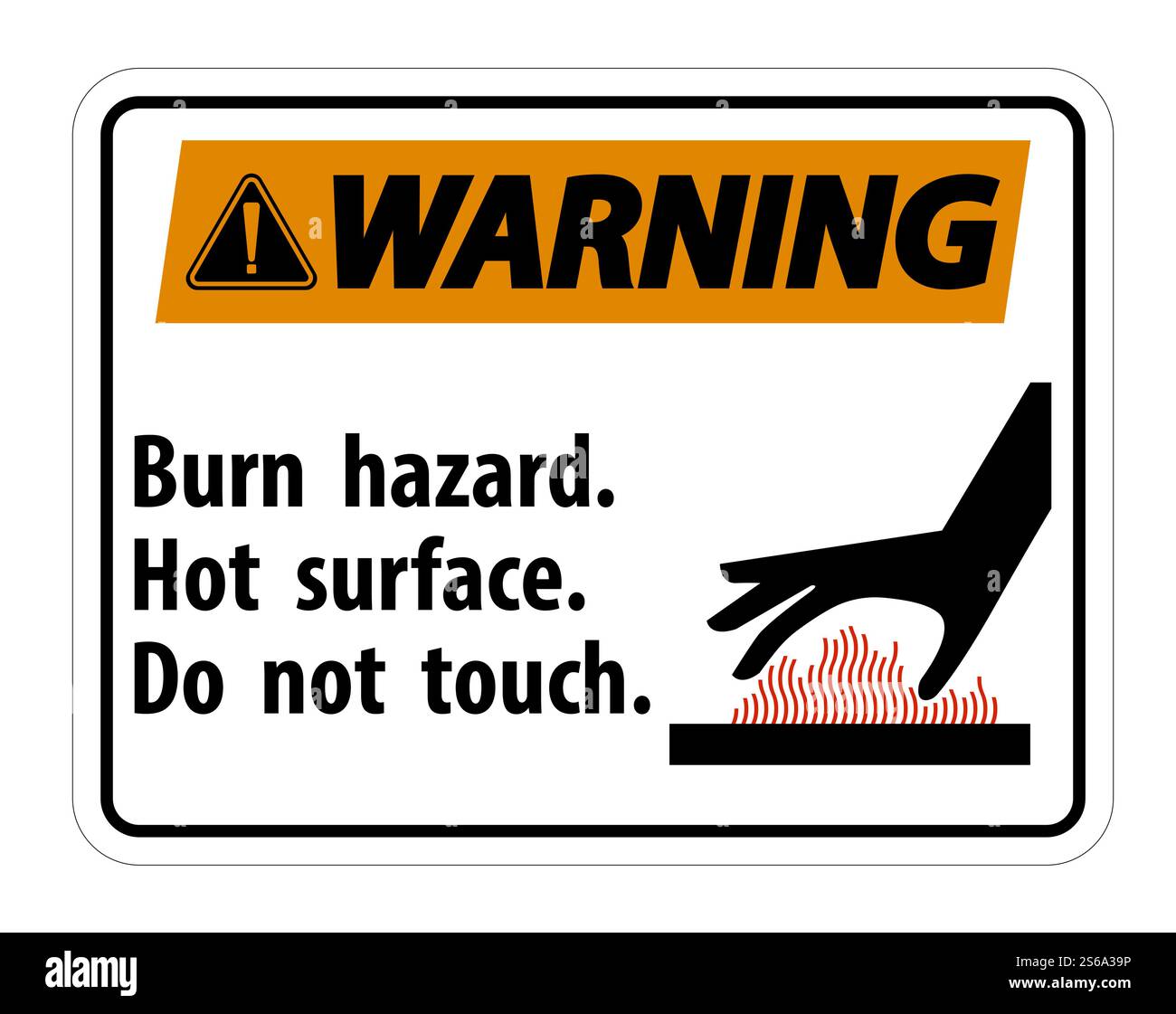 Warning Burn hazard,Hot surface,Do not touch Symbol Sign Isolate on ...