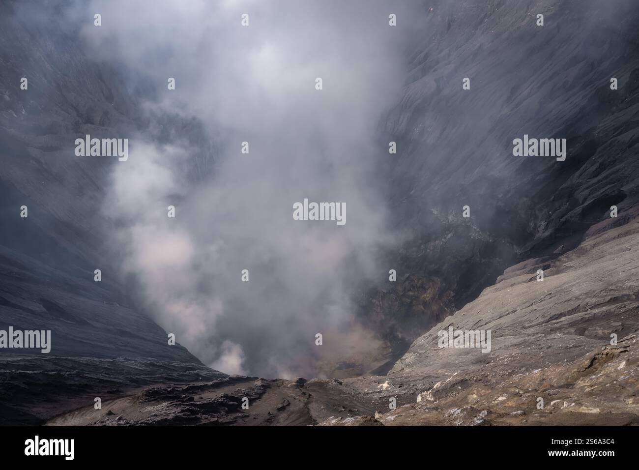 Breathtaking view of Bromo Volcano crater, a volcanic eruption ...