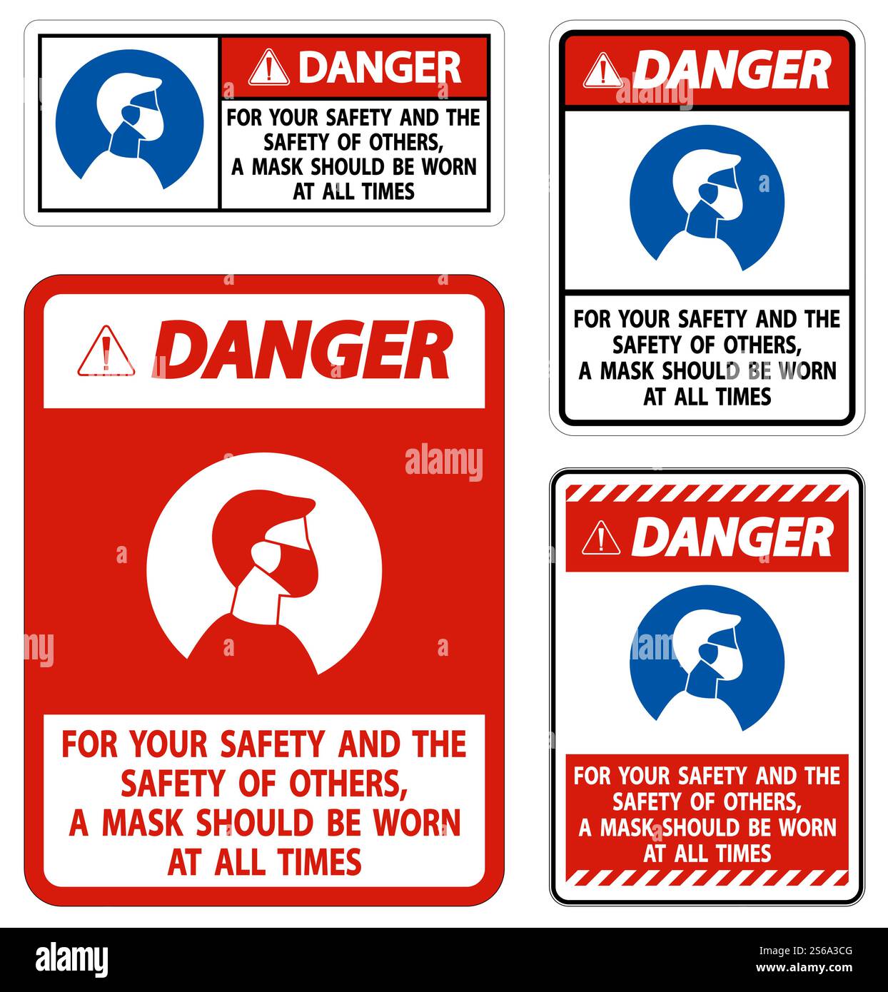 Danger For Your Safety And Others Mask At All Times Sign on white ...