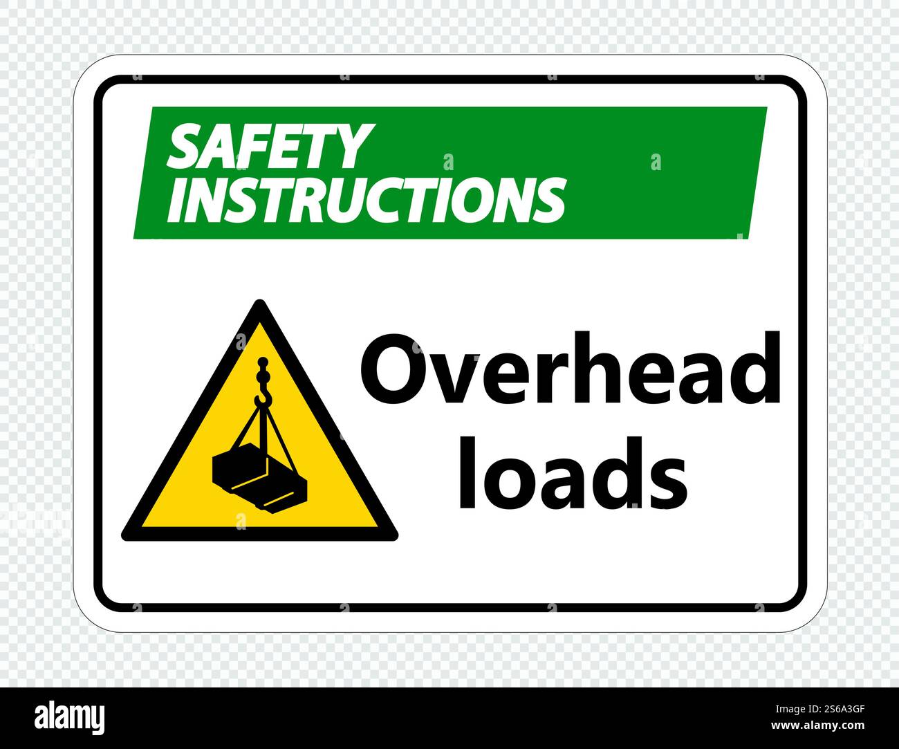 Safety instructions overhead loads Sign on transparent background ...