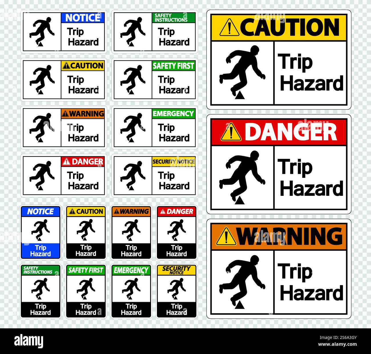 Set Trip Hazard Symbol Sign on transparent background Stock Vector ...