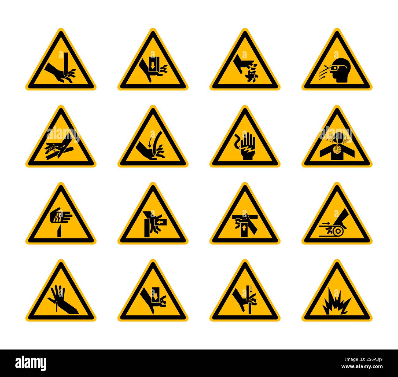 Triangular Warning Hazard Symbols labels On White Background,Vector ...