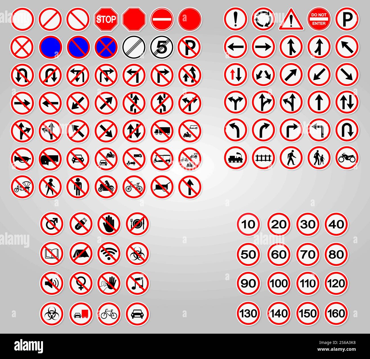 Set Traffic Signs,Prohibition,Warning Red circle Symbol Sign Isolate on ...