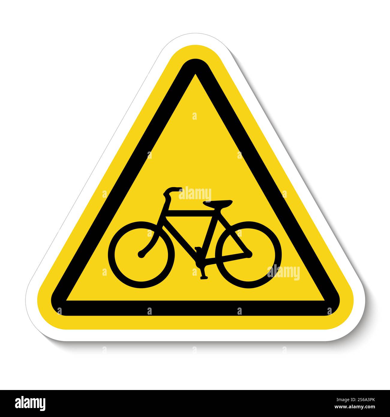 Bicycle Traffic Warning Sign isolated on white background.Vector ...