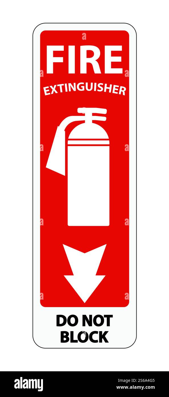 Fire Extinguisher Do Not Block sign on white background Stock Vector ...