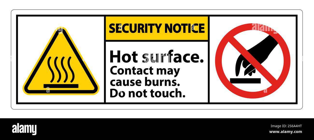 Seurity Notice Hot Surface Do Not Touch Symbol Sign Isolate on White ...