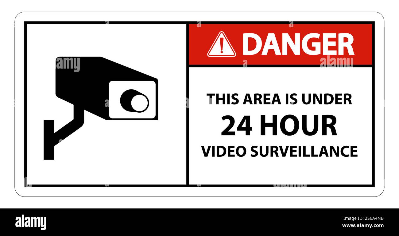 Danger this Area Is Under 24 hour Video Surveillance Symbol Sign ...