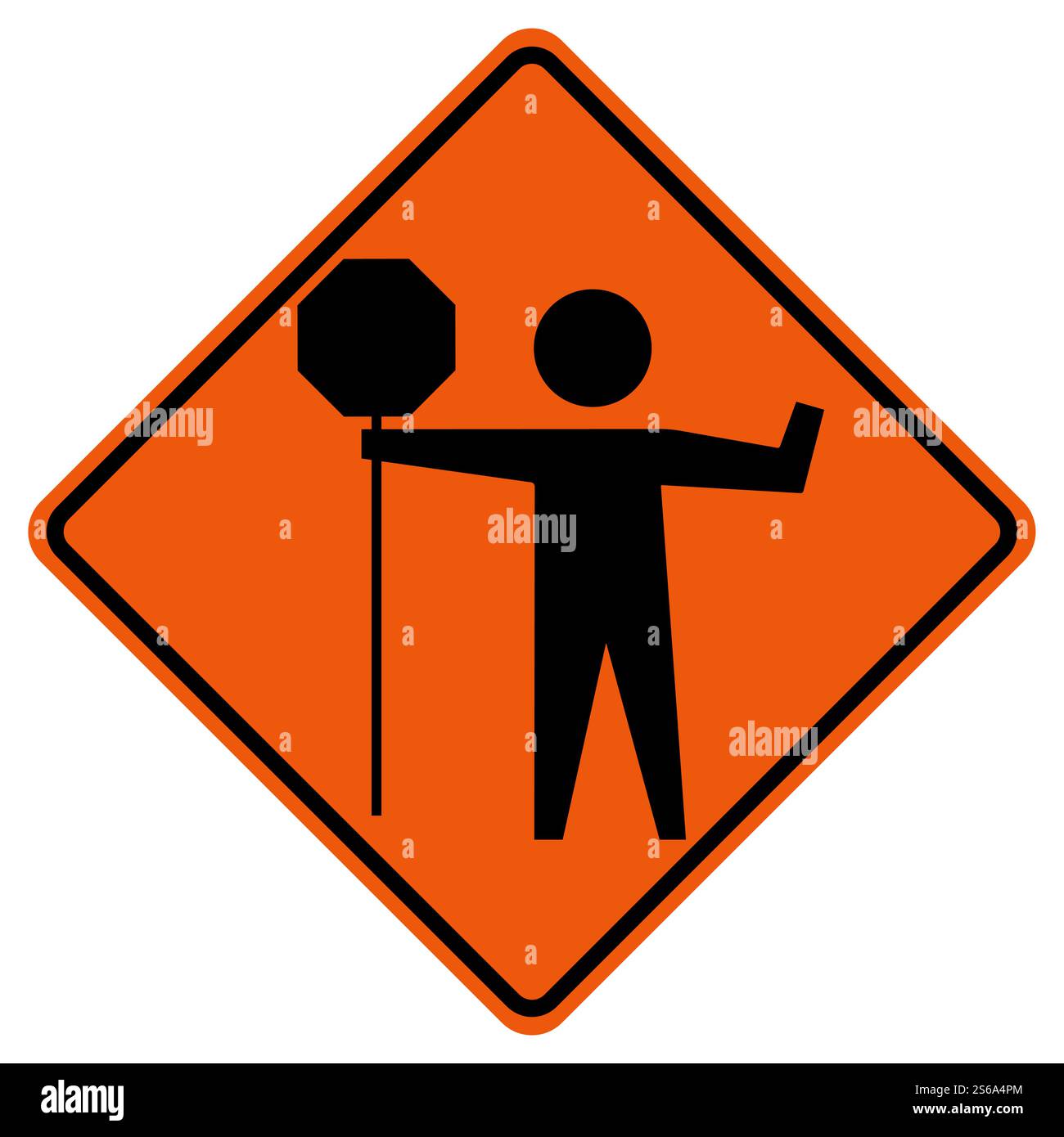 Flaggers In Road Ahead Warning Traffic Symbol Sign Isolate on White ...