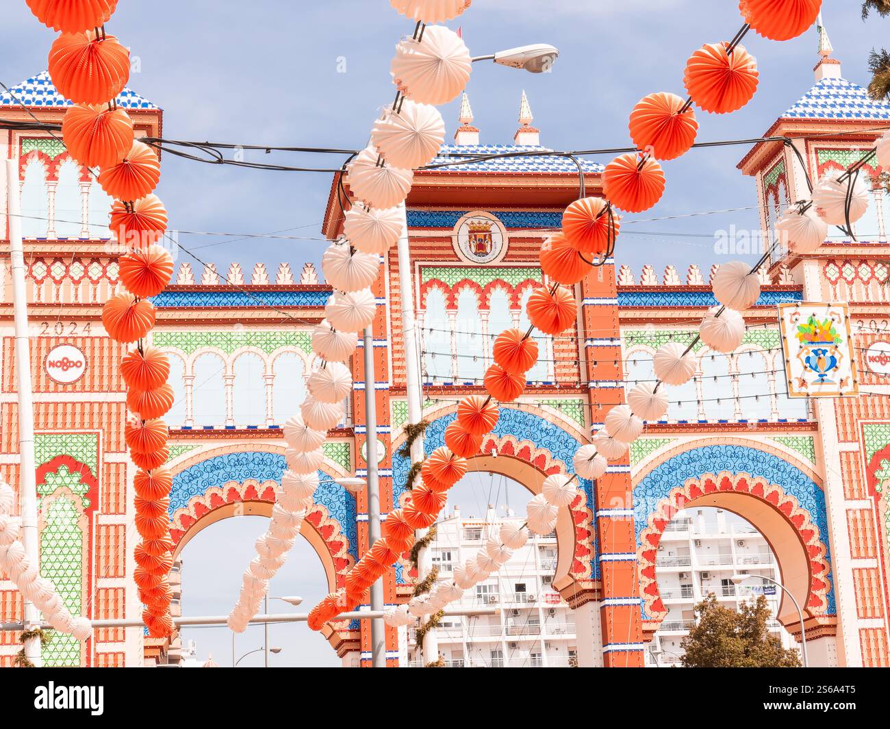 Colorful Decorations Adorn Sevilla April Fair Entrance Stock Photo - Alamy