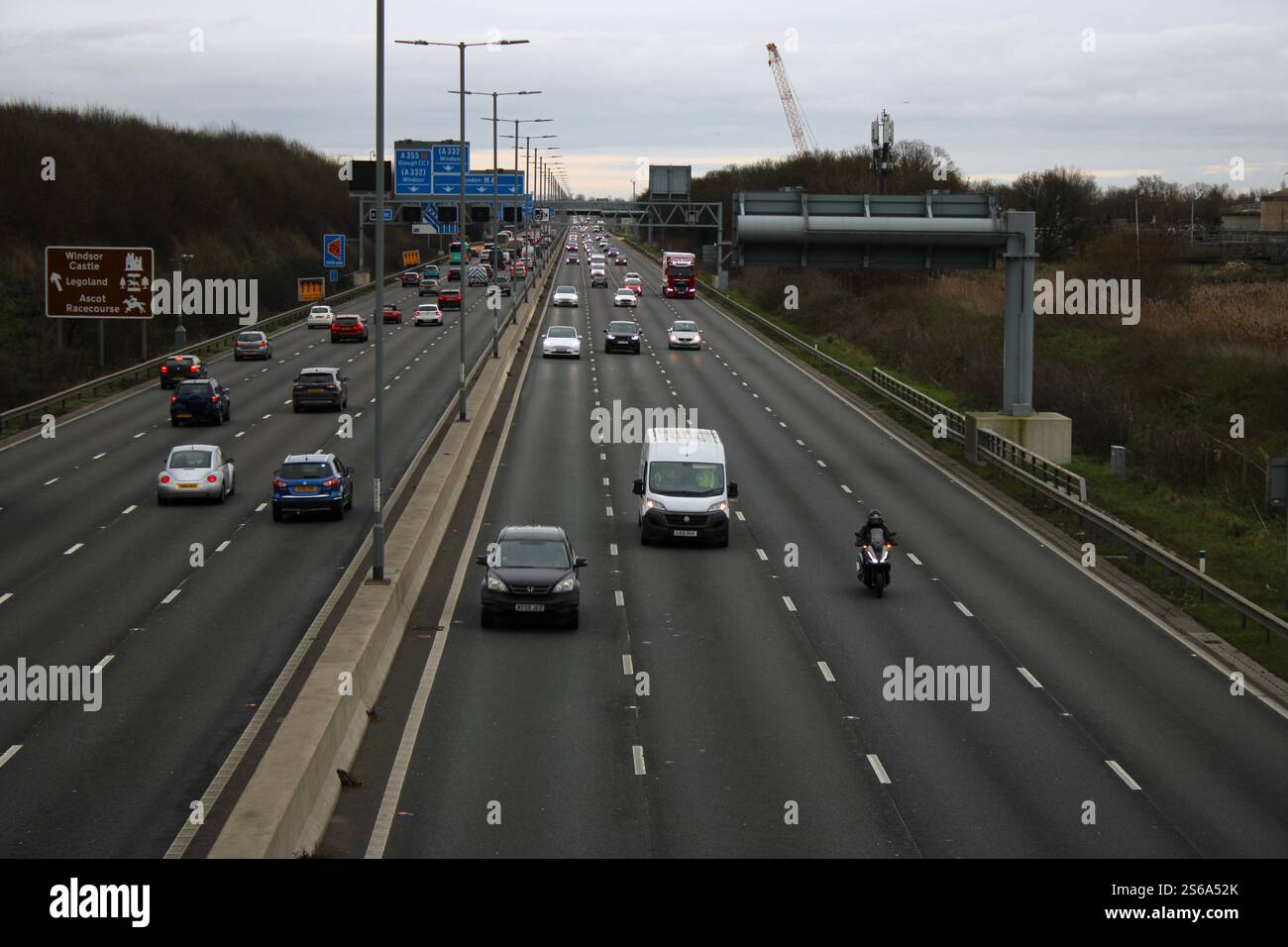 Fast Moving Traffic On The M4 Motorway By Slough Stock Photo - Alamy