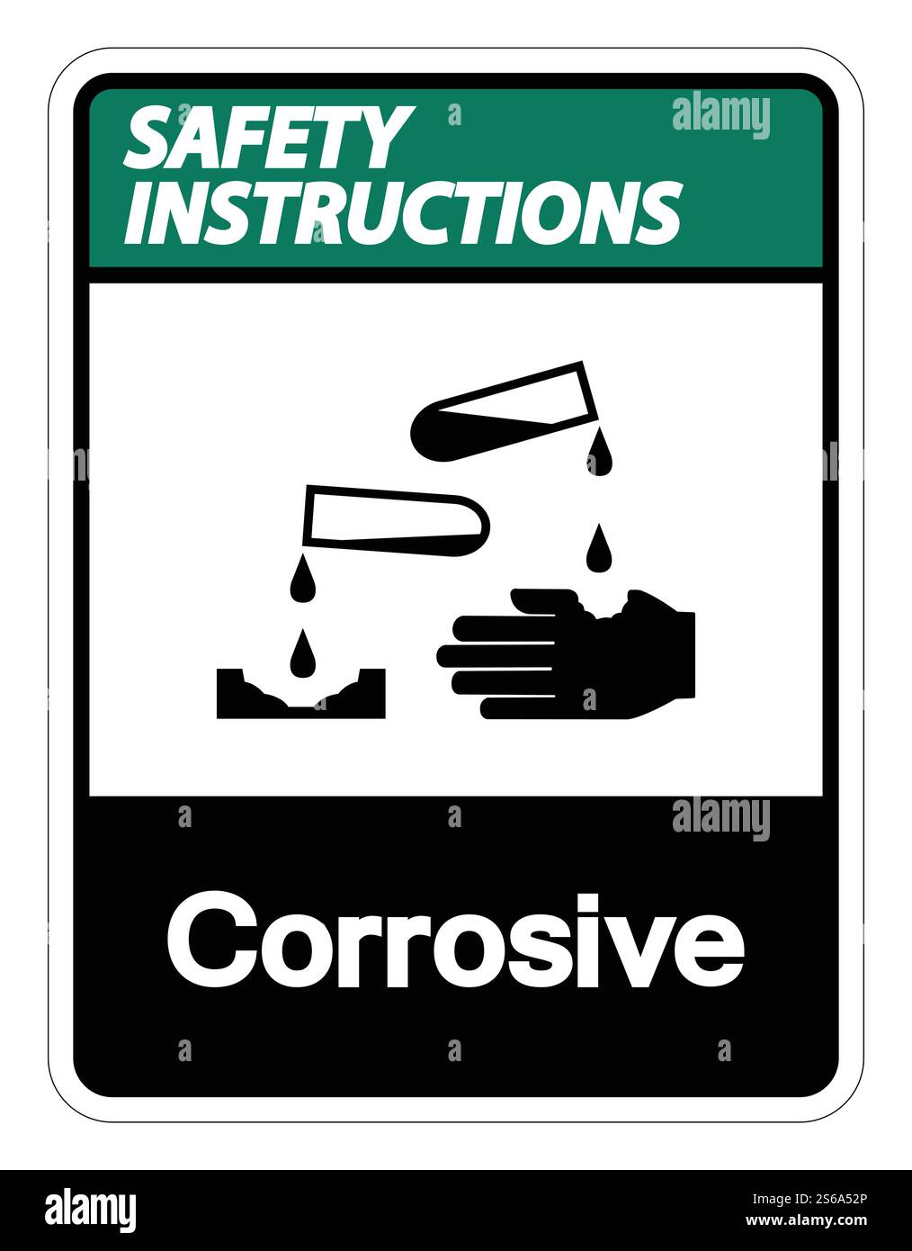 Safety instructions Corrosive Symbol Sign Isolate On White Background ...
