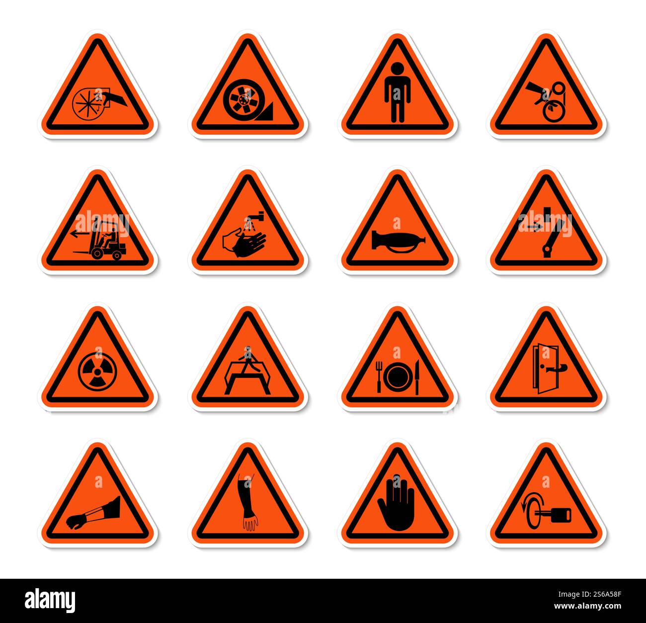 Triangular Warning Hazard Symbols labels Sign Isolate on White ...