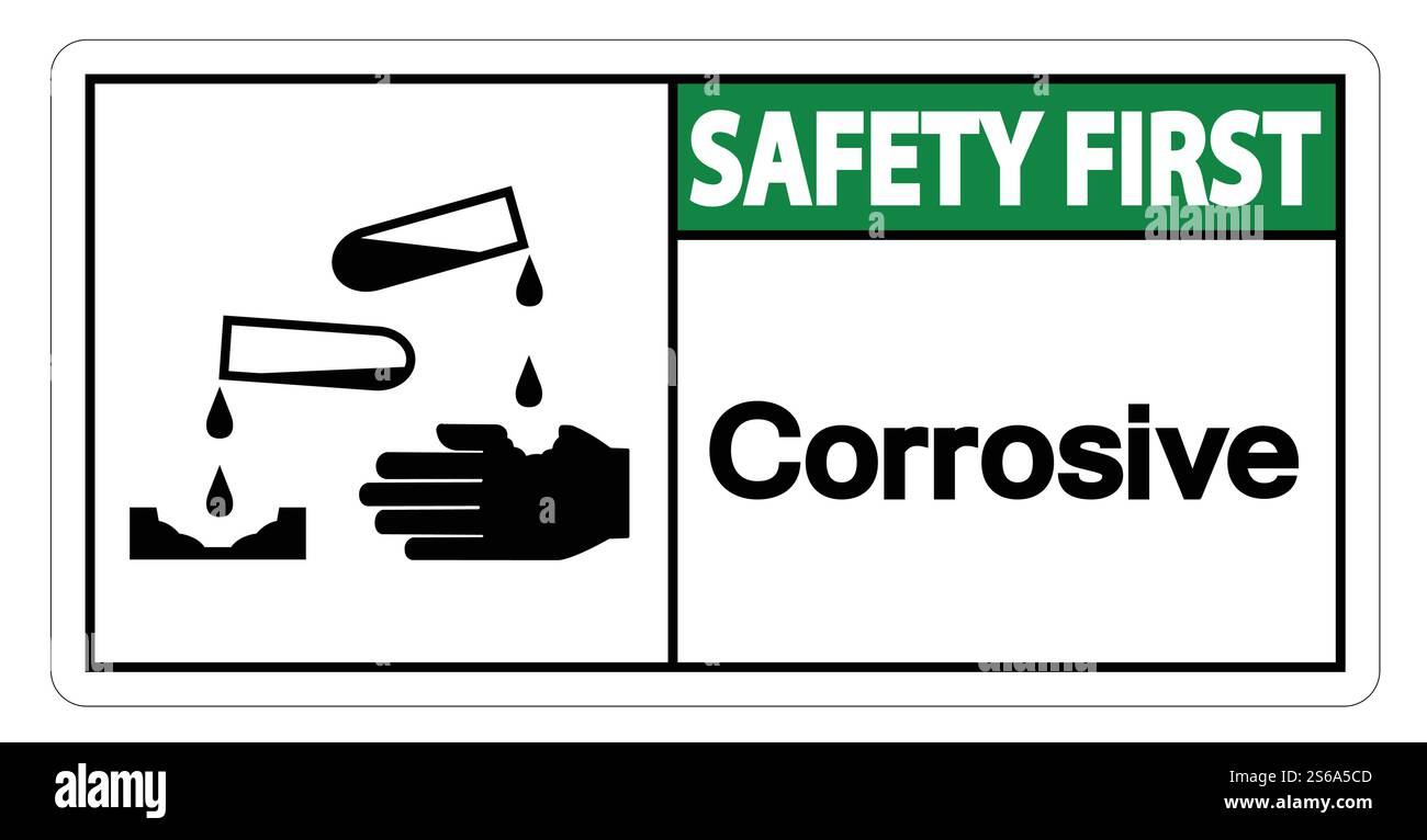 Safety first Corrosive Symbol Sign Isolate On White Background,Vector ...
