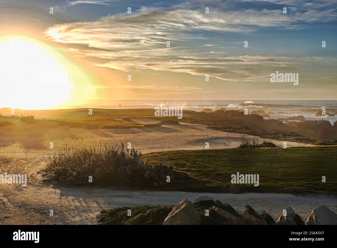 Pebble Beach, California, USA - January 12th, 2025 Sun sets over the ...
