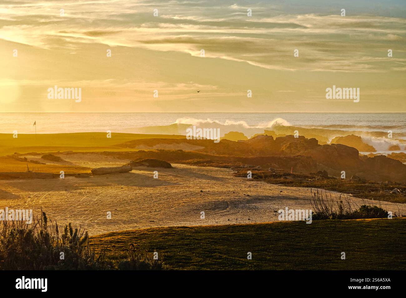 Pebble Beach, California, USA - January 12th, 2025 Sun sets over the ...