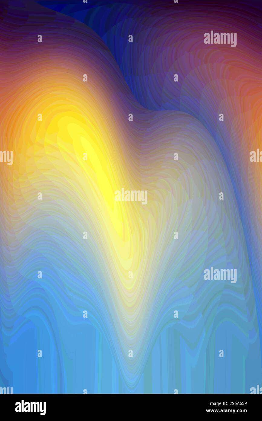 Abstract textured blue and yellow background, psychedelic pattern with ...