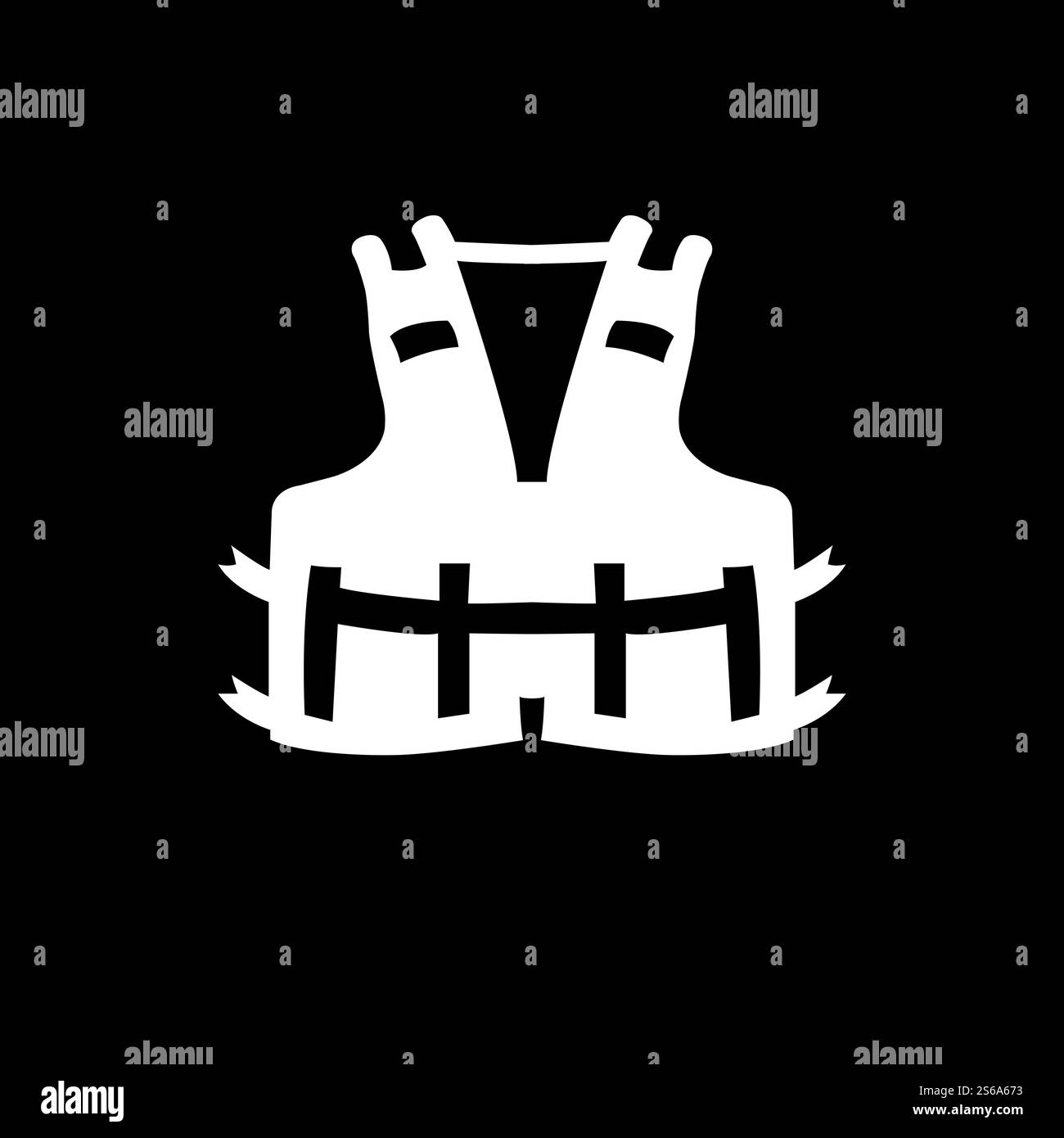 PPE Icon.Wearing a life jacket for safety Symbol Sign Isolate On Black ...