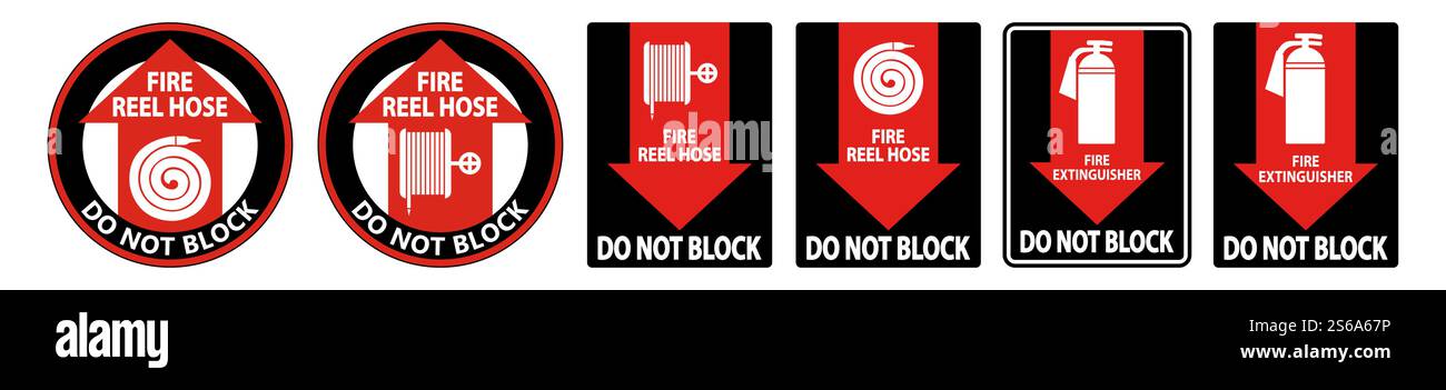Fire Reel Hose Do Not Block Sign on white background Stock Vector Image ...