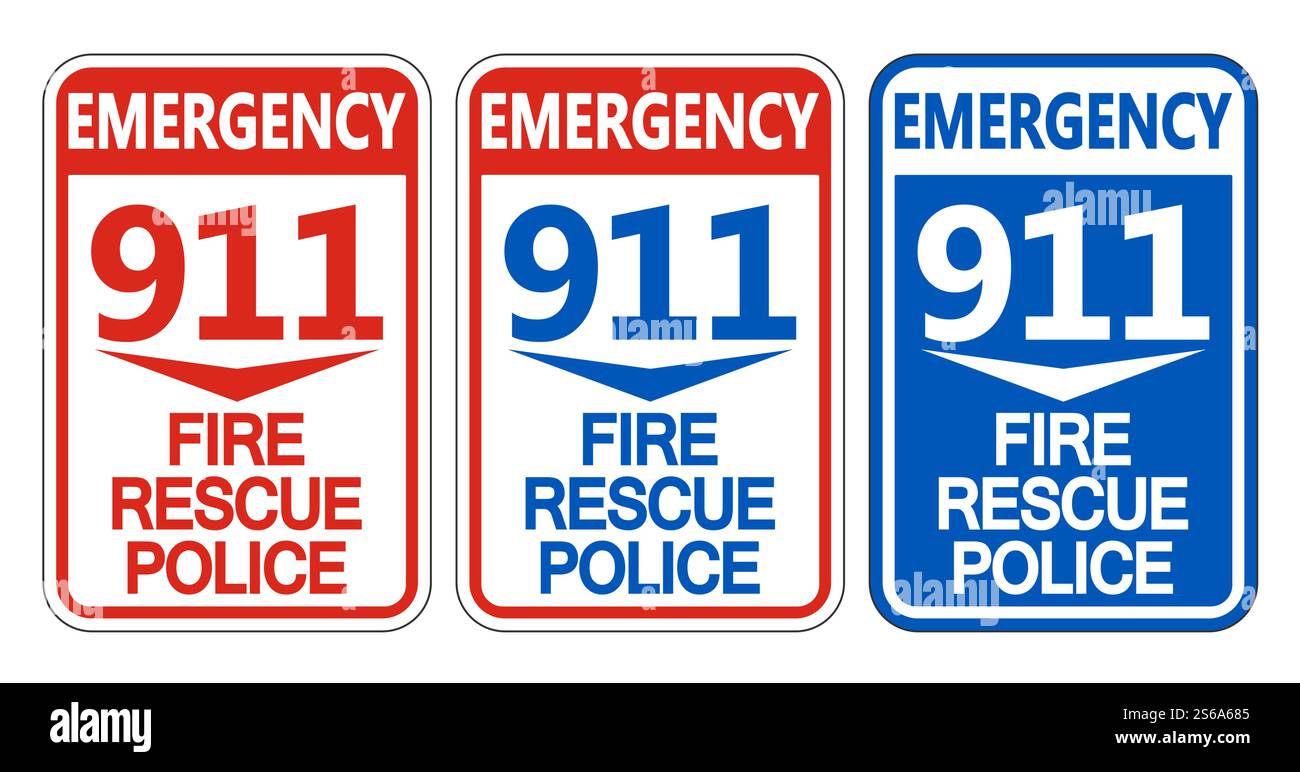 911 Fire Rescue Police Symbol Sign Isolate On White Background,Vector ...