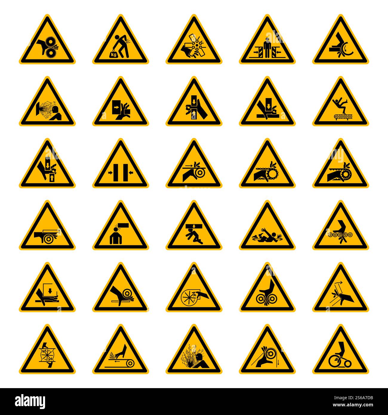 Triangular Warning Hazard Symbols labels Isolate On White Background ...