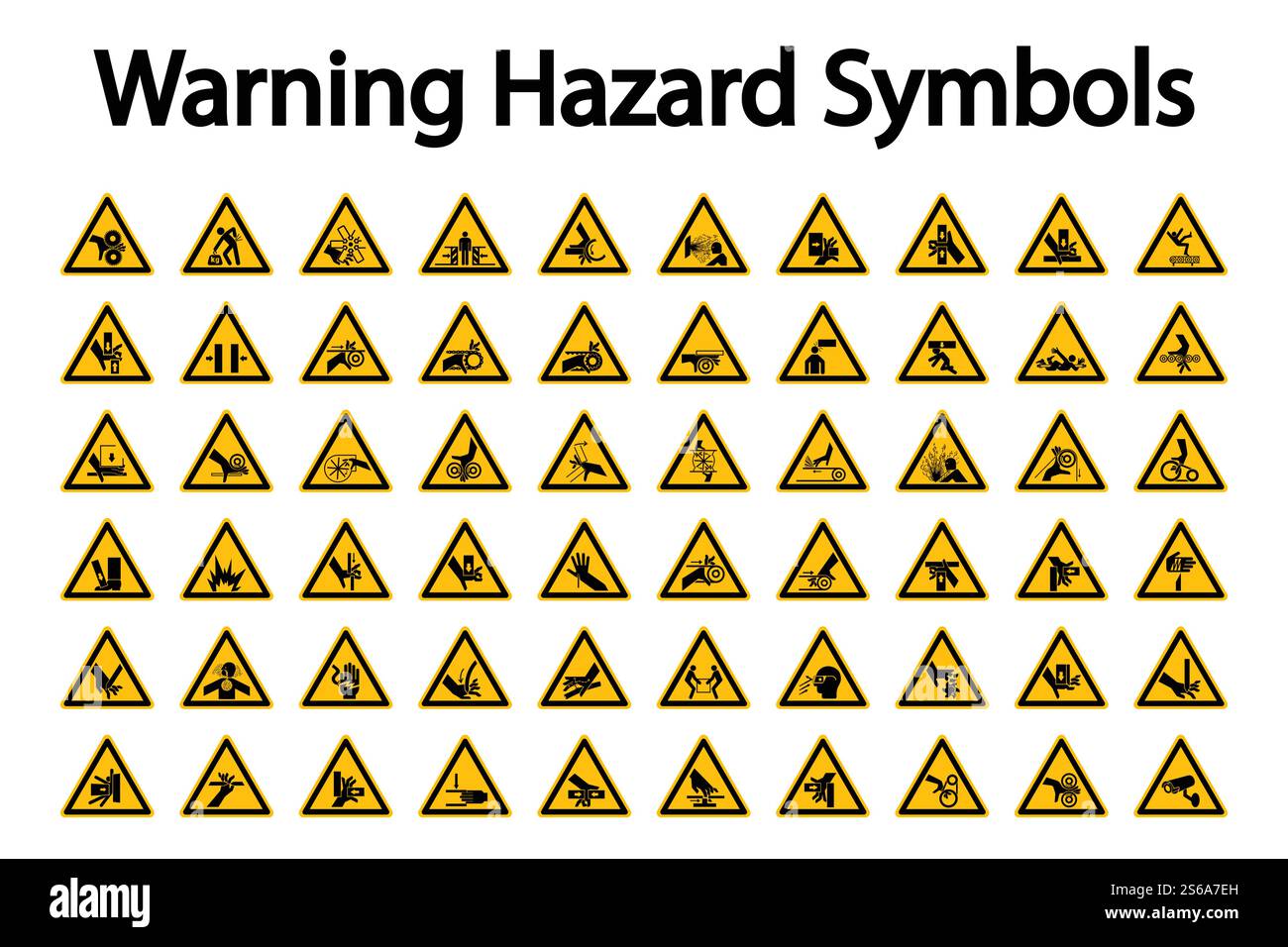 Triangular Warning Hazard Symbols labels On White Background Stock ...