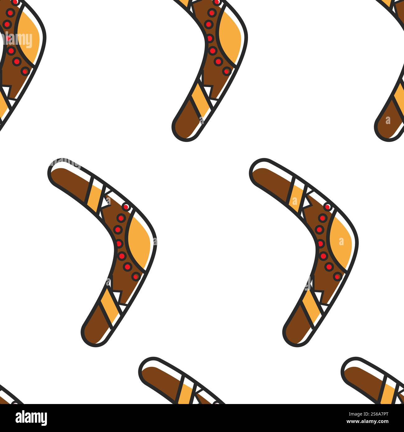 Wooden boomerang with ornament Australian symbol seamless pattern ...