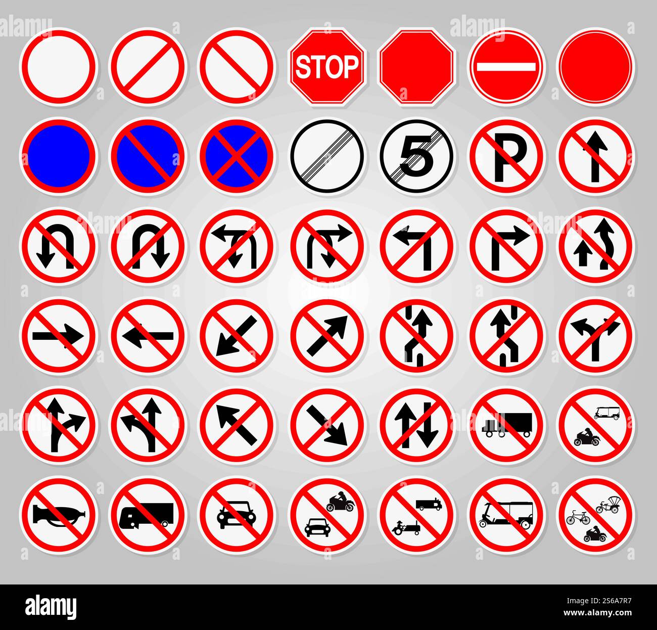 Set Traffic Signs,Prohibition,Warning Red circle Symbol Sign Isolate on ...
