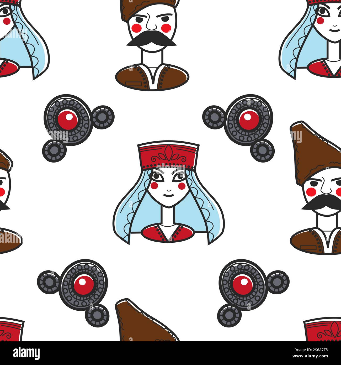 Travel to Armenia seamless pattern Armenian man and woman silver ...