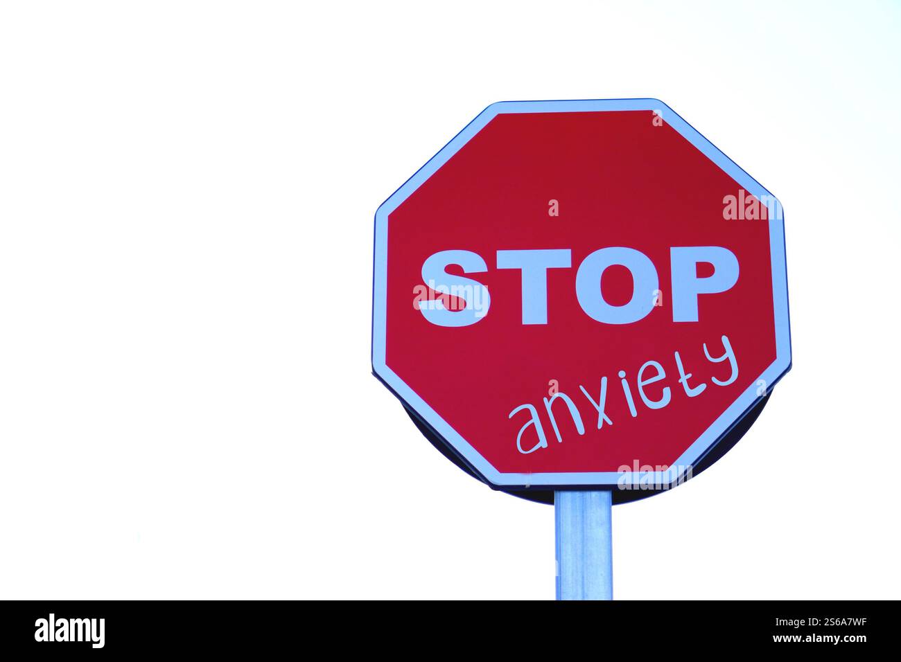 stop anxiety. mental health. letters written on a stop sign Stock Photo ...