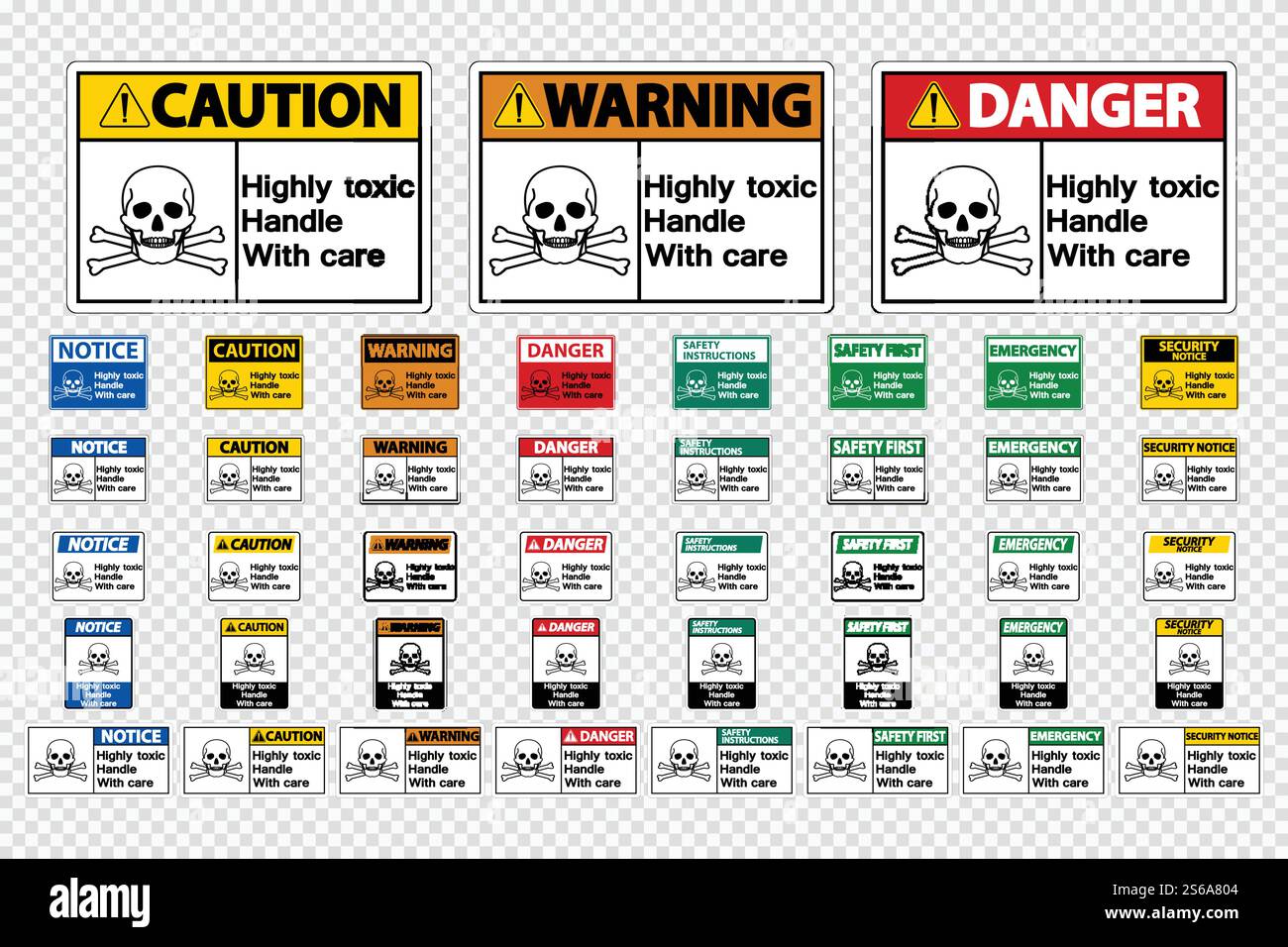 Set Highly Toxic Handle With Care Symbol Sign Isolated on transparent ...