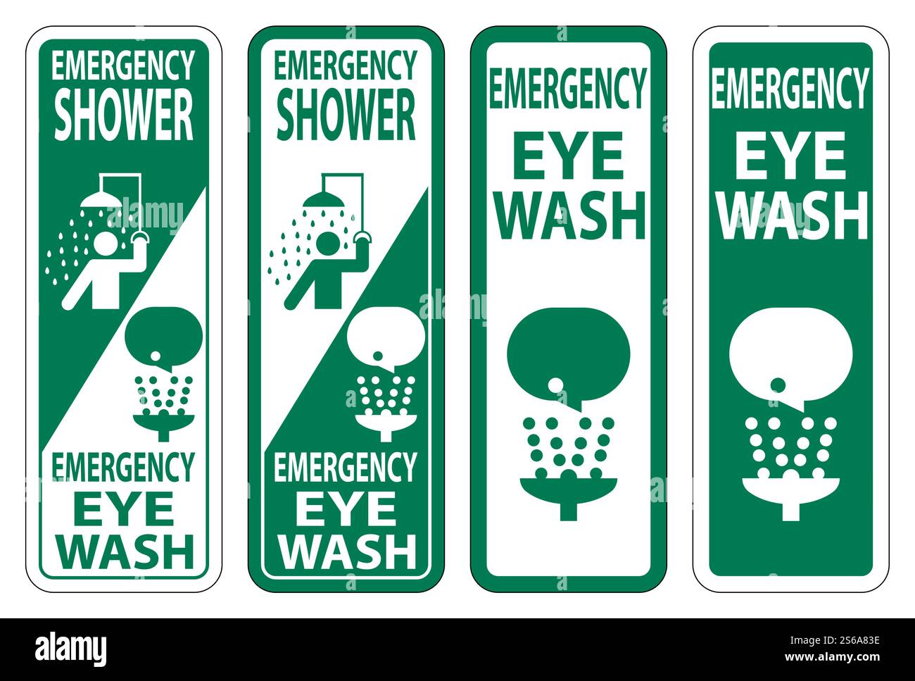 Emergency Shower,Eye Wash Sign Isolate On White Background,Vector ...