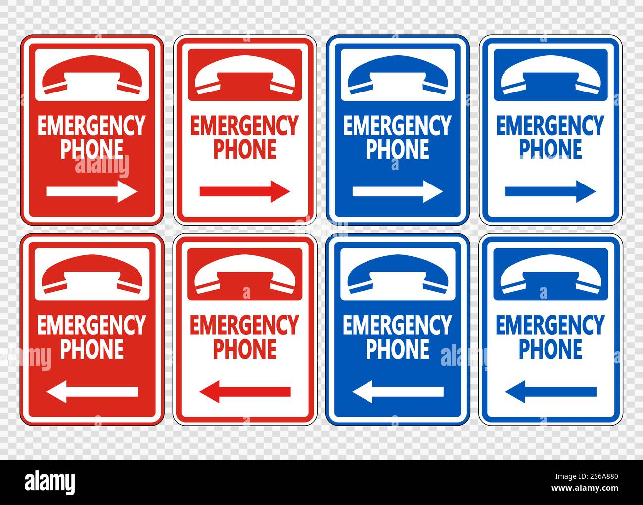 Emergency Phone (Right Arrow) Sign on transparent background Stock ...