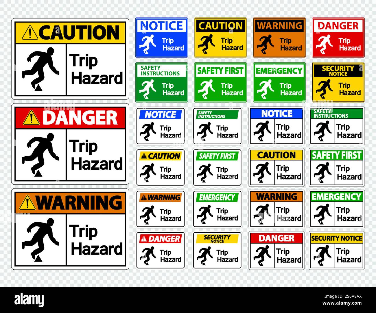 Set Trip Hazard Symbol Sign on transparent background,Vector ...