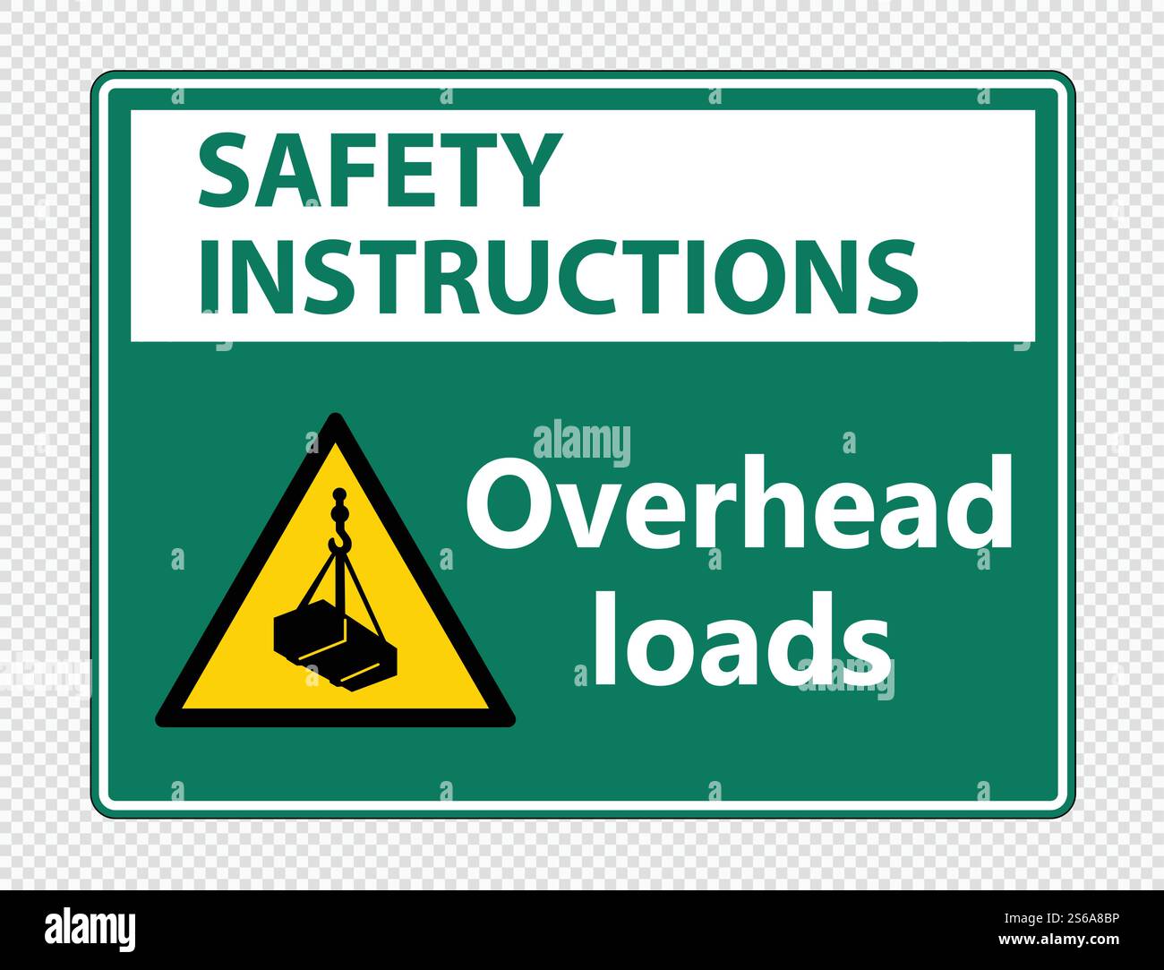 Safety instructions overhead loads Sign on transparent background ...