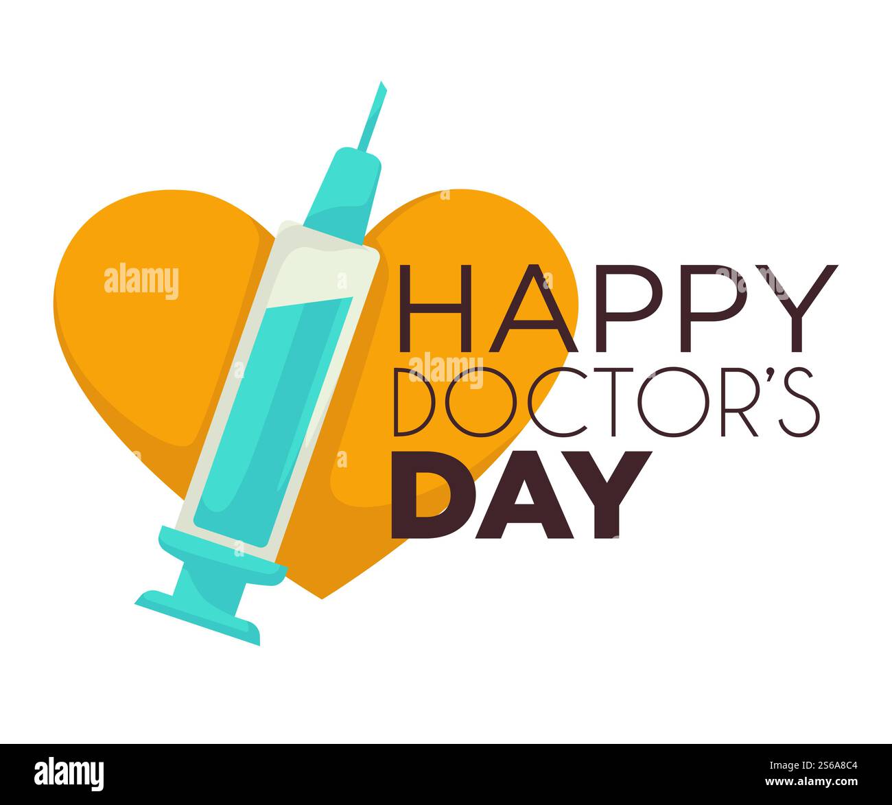 Syringe and heart happy doctors day isolated icon vector medical worker ...