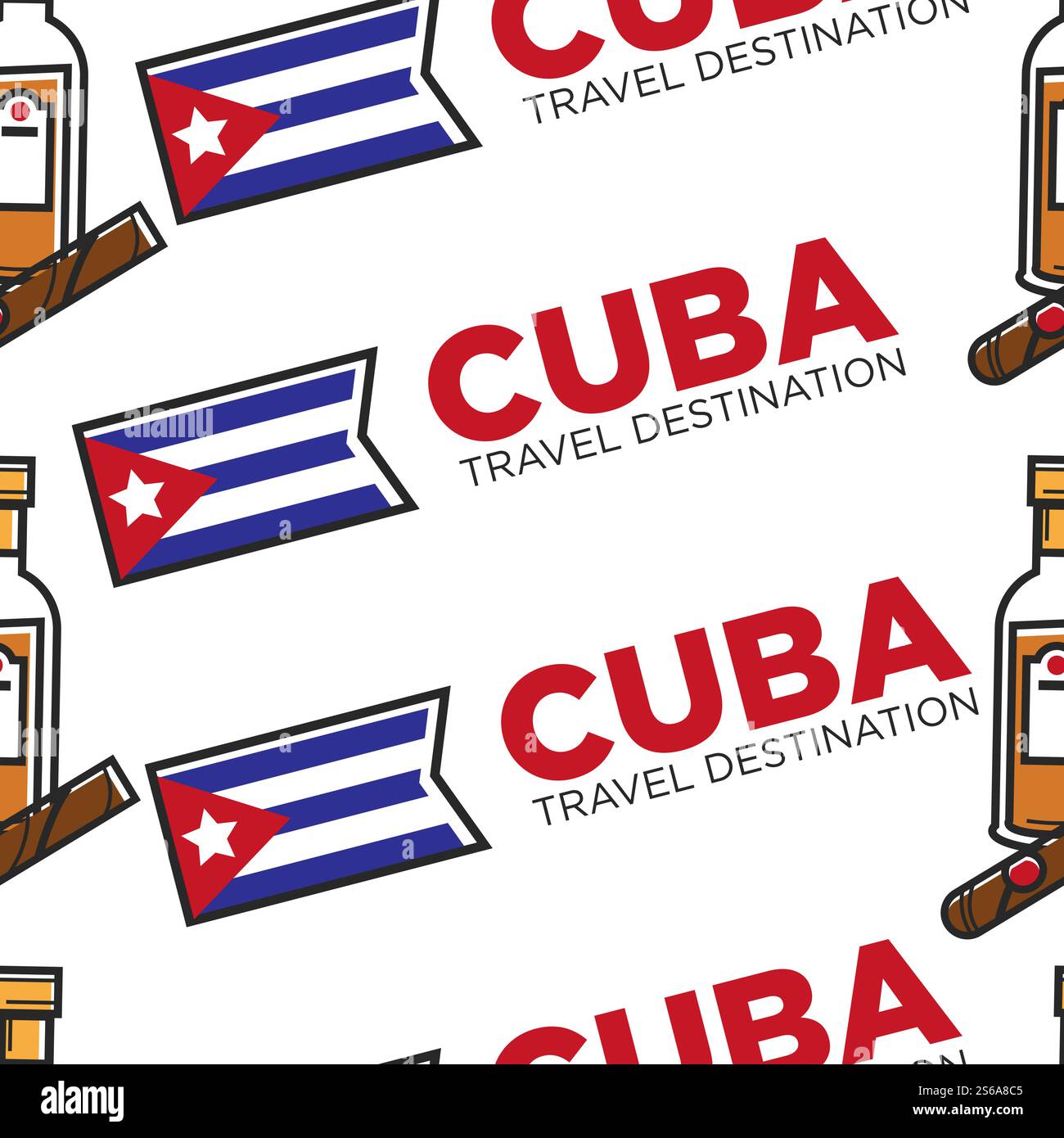 Cuban rum and cigar seamless pattern Cuba travel destination national ...