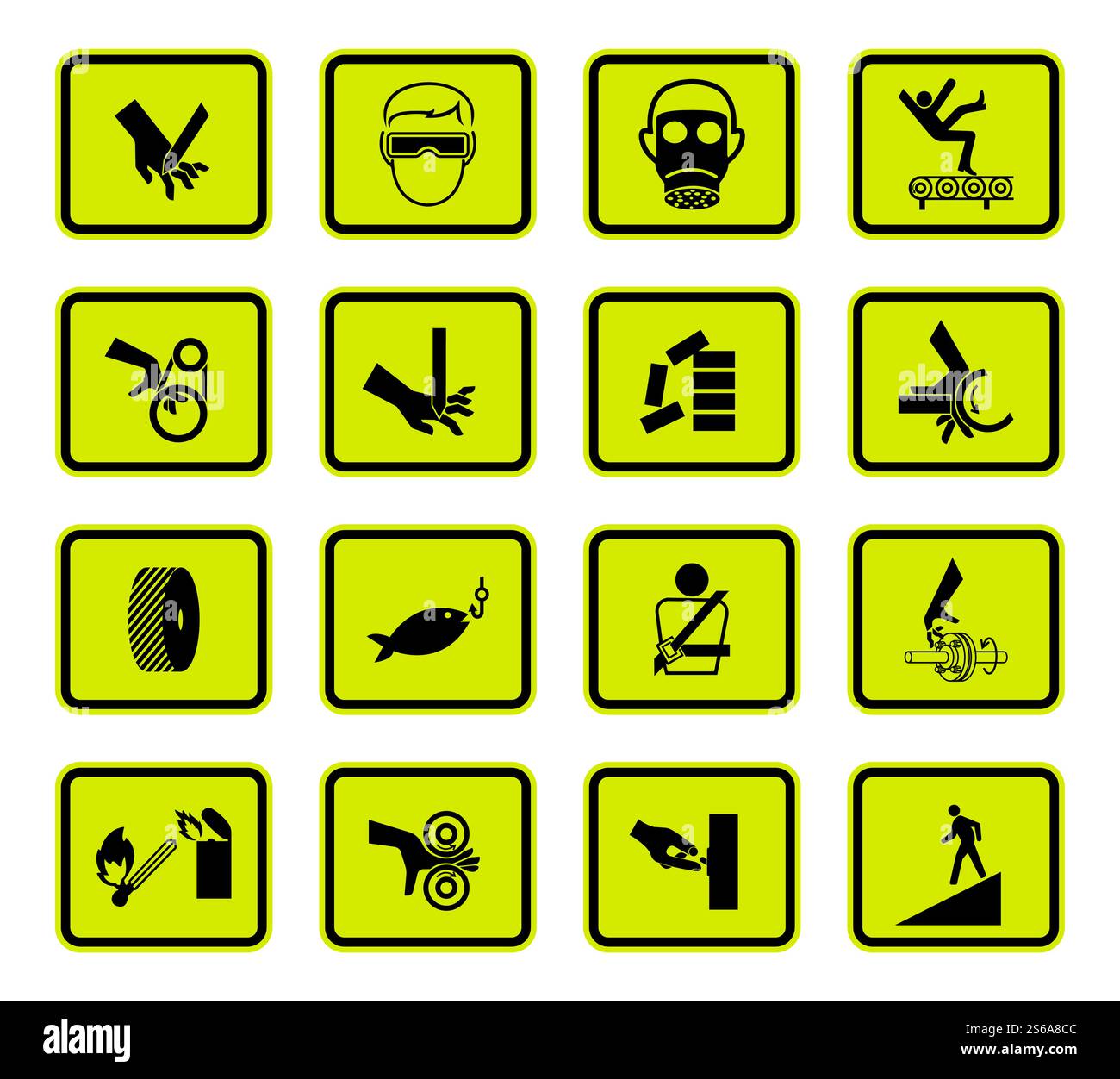 Warning Hazard Symbols labels Sign Isolated on White Background,Vector ...