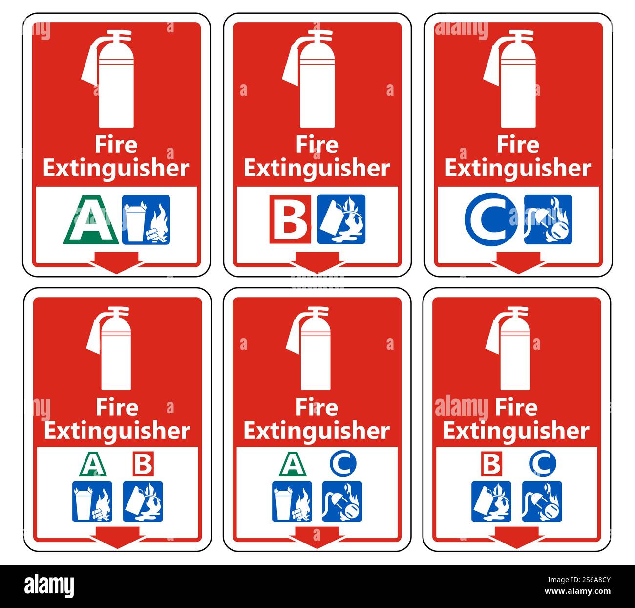 Symbol Fire Extinguisher A B C Sign on white background Stock Vector ...