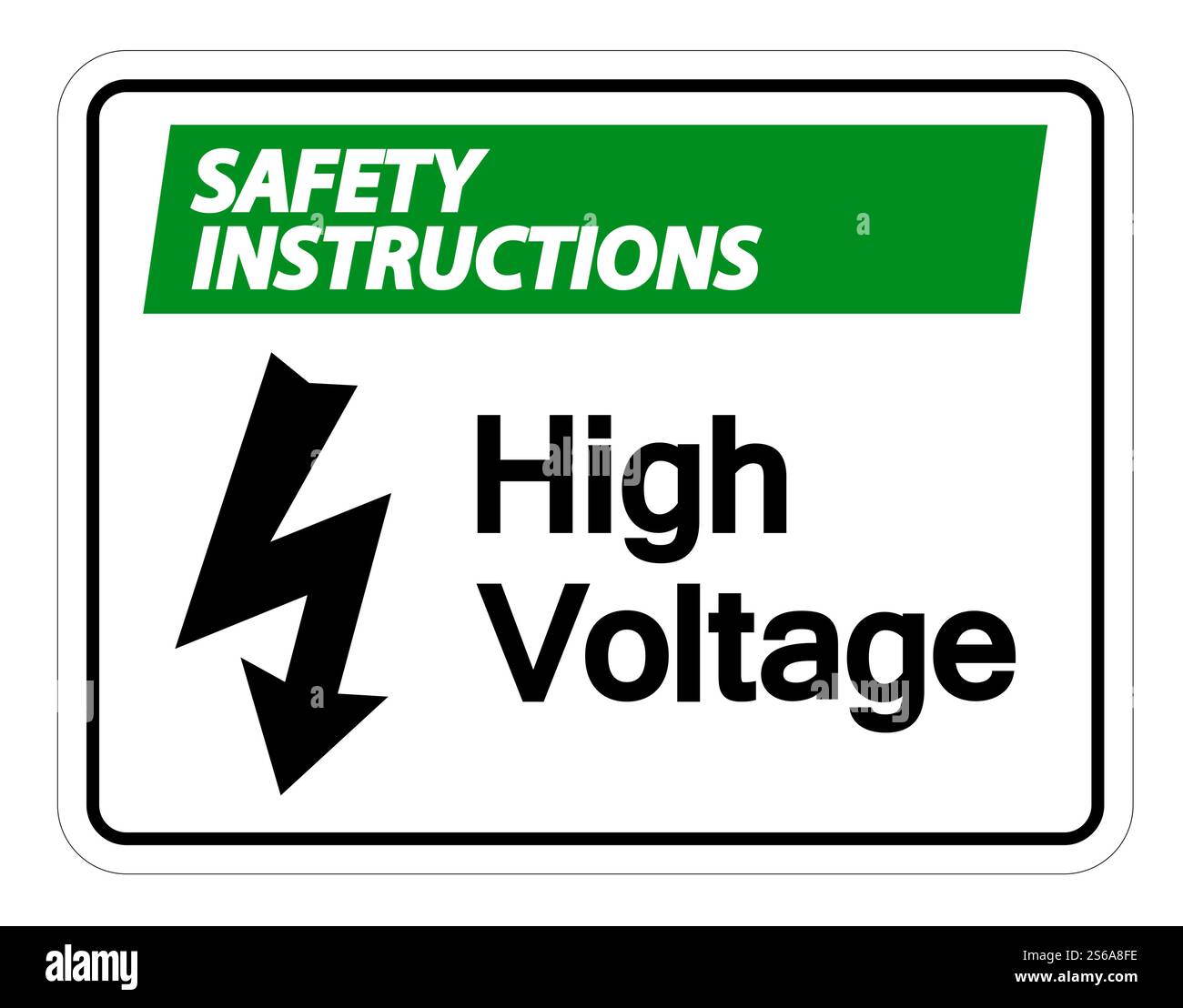 Safety instructions high voltage sign Isolate On White Background ...